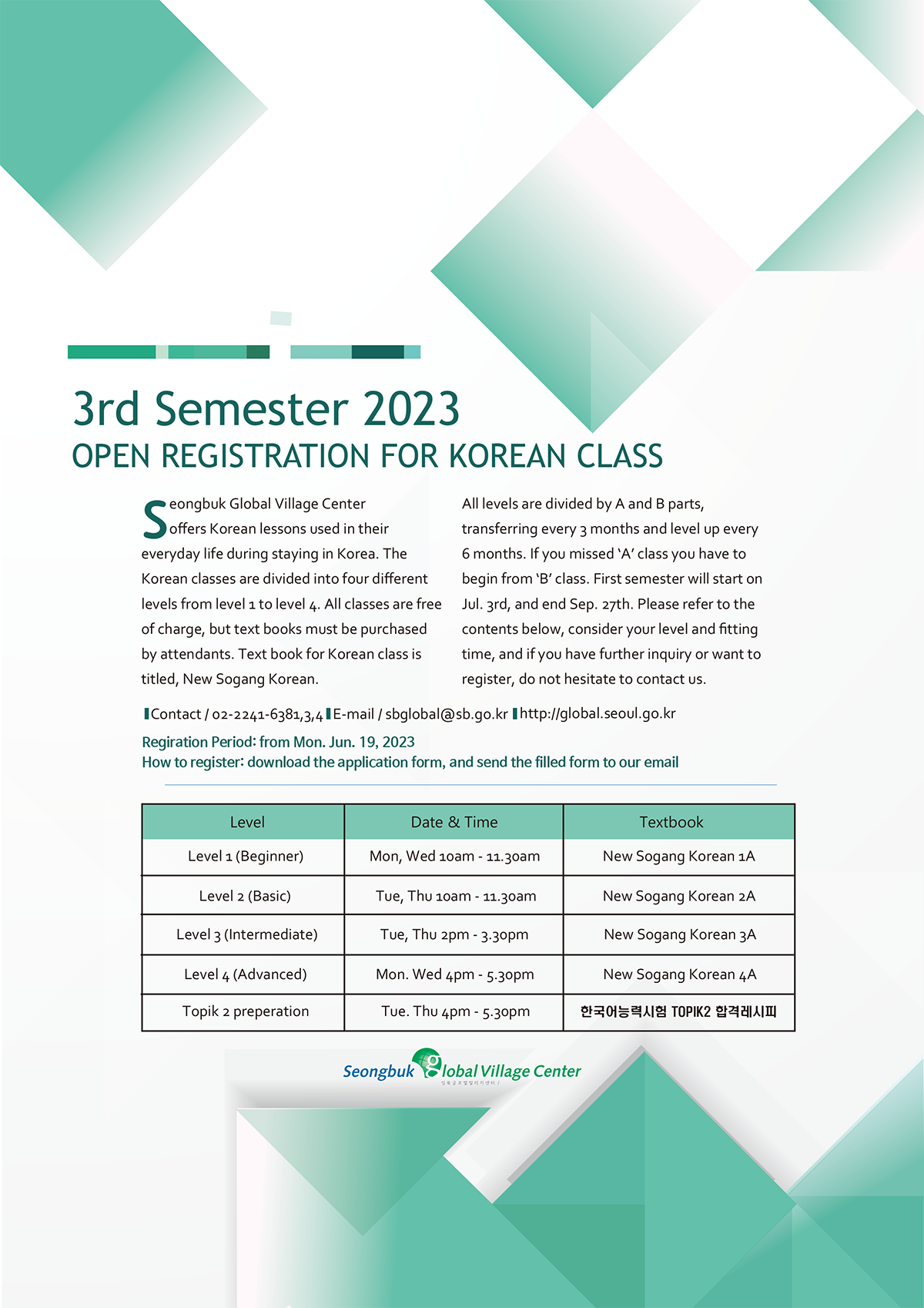 Open Registrations for 2023, 3rd Semester of Korean Language Class ...